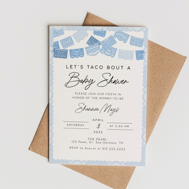 Boy Fiesta Baby Shower Invitation Template Blue Baby Shower - Etsy