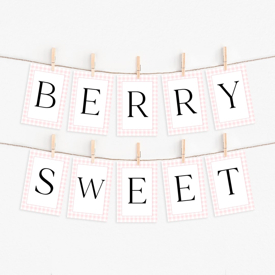 Berry Sweet Baby Shower Banner Template, Berry Baby Shower Decor, Pink ...