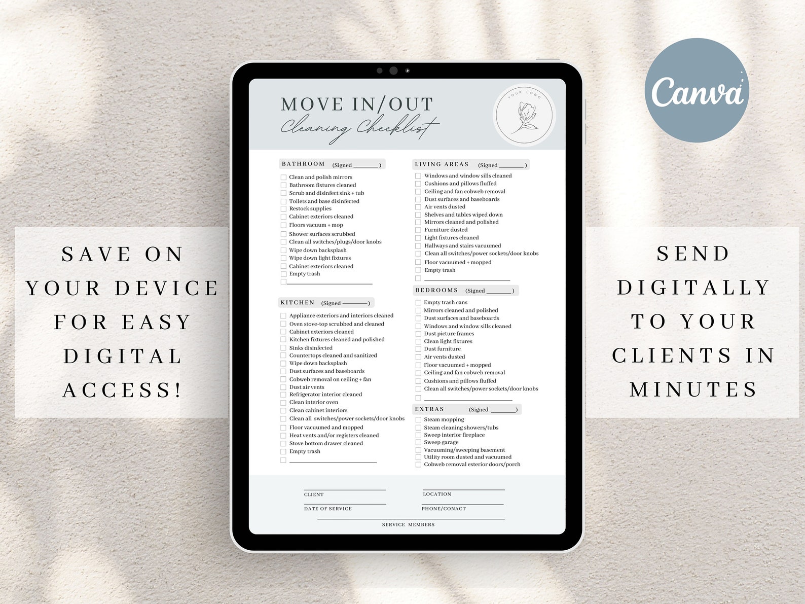 Professional Move In/out Cleaning Checklist Editable House - Etsy