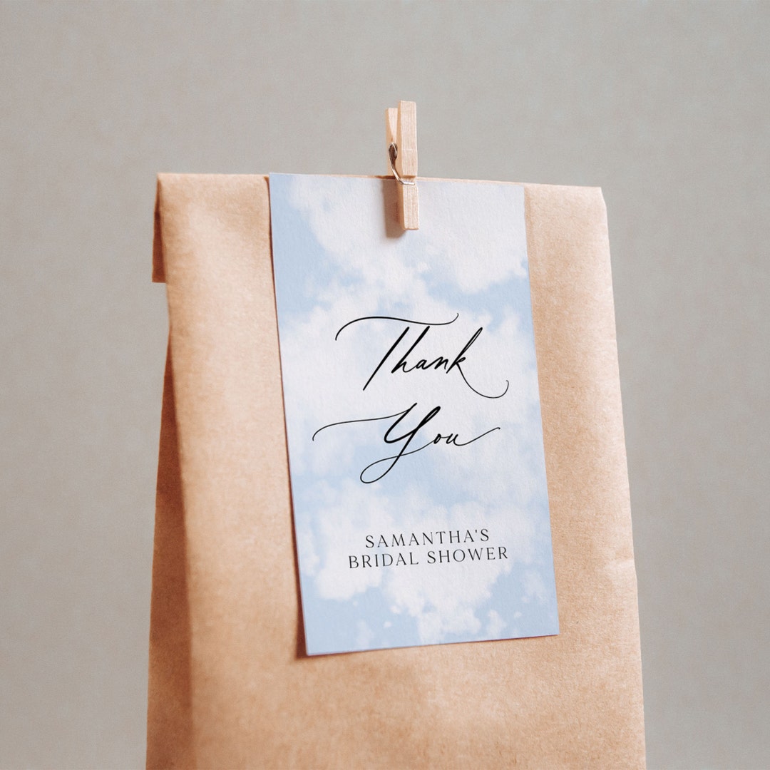 On Cloud Nine Bridal Shower Thank You Tag Template | the Bride is on ...