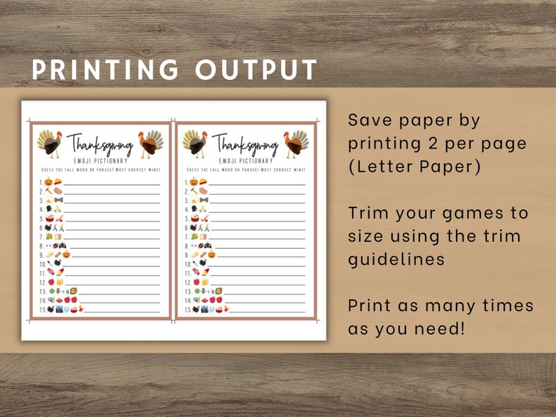 Thanksgiving Emoji Pictionary Game Thanksgiving Printable - Etsy
