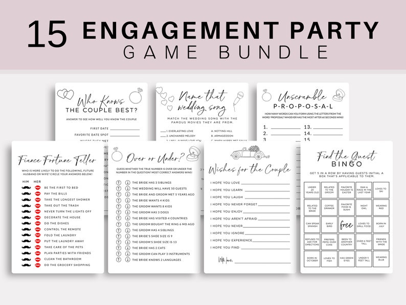 Engagement Party Games Bundle Engagement Party Games - Etsy