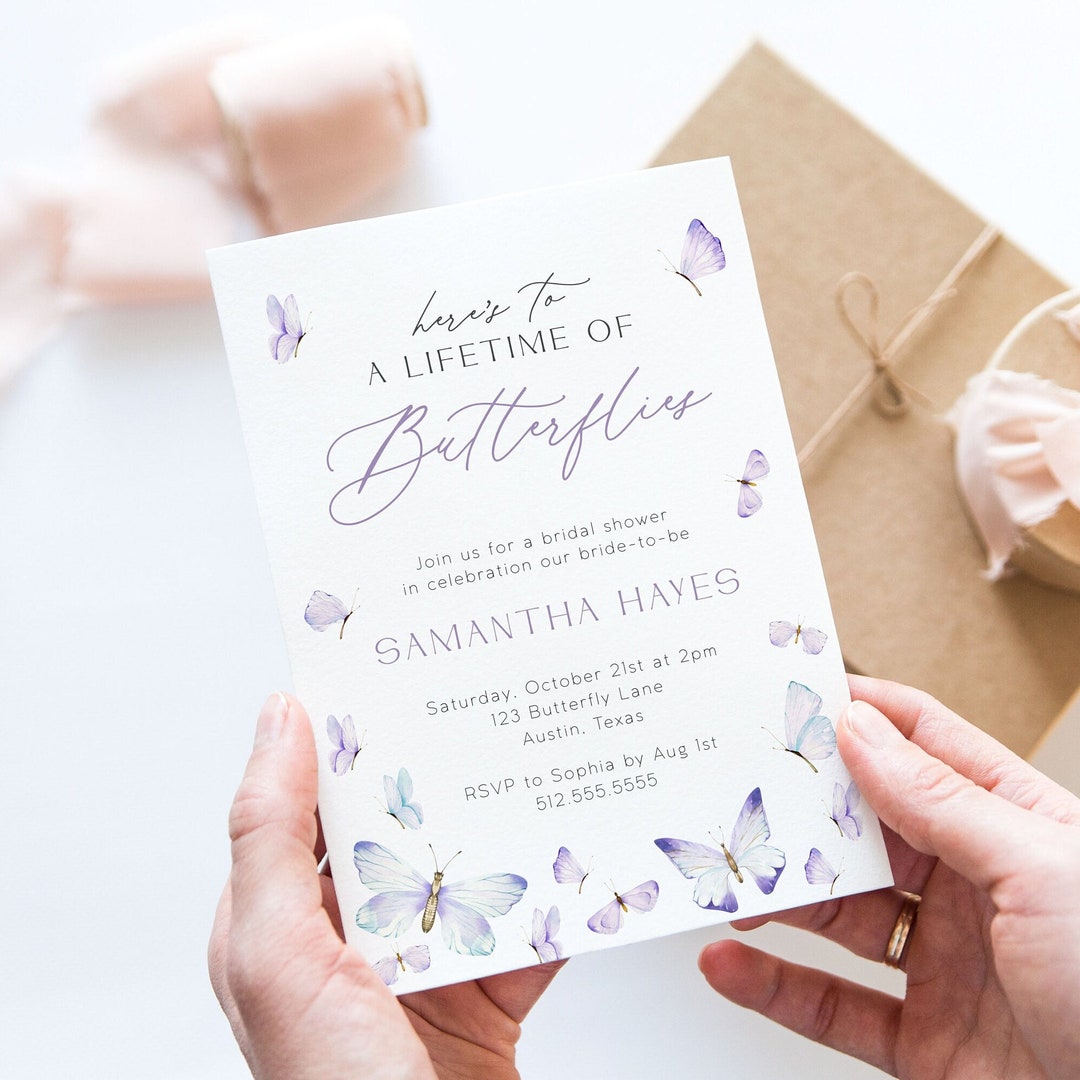 Butterfly Bridal Shower Invitation Template (digital) - Etsy