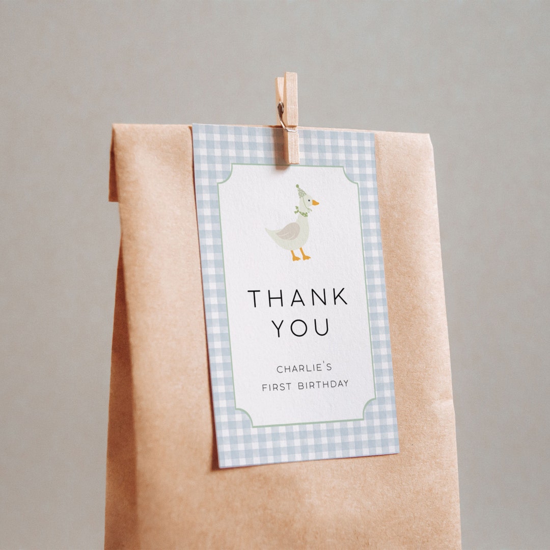 Silly Goose Birthday THANK YOU Card Template, Goose 1st Birthday Thank ...