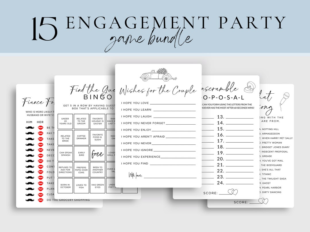 Engagement Party Games Bundle | Engagement Party Games | Proposal Party ...