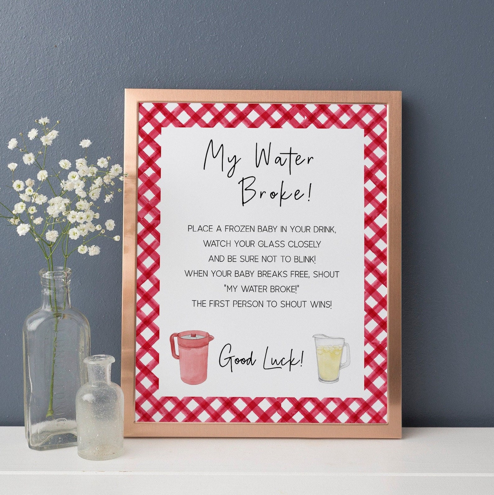 BBQ Baby Shower Water Broke Sign BBQ Baby Shower Game BABYQ - Etsy