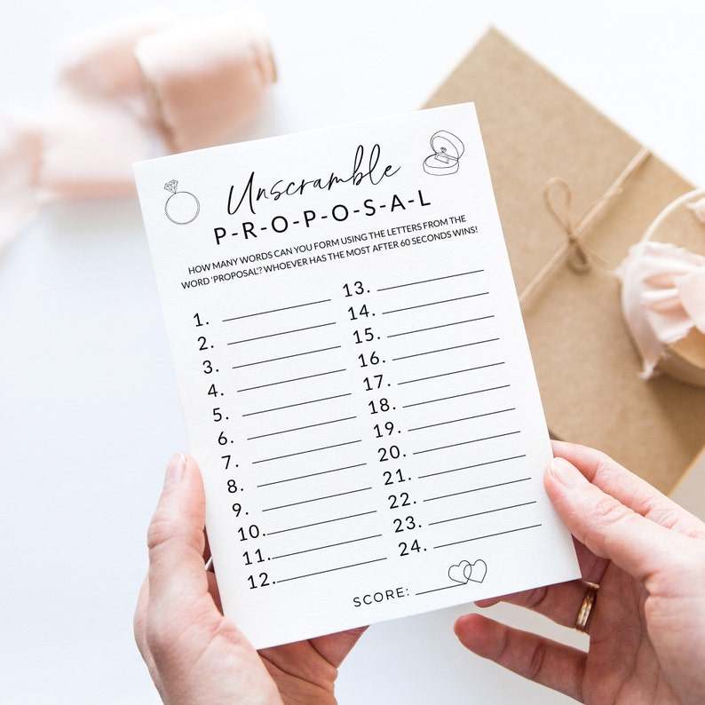 Engagement Party Games Template, Unscramble Proposal Game, Proposal ...