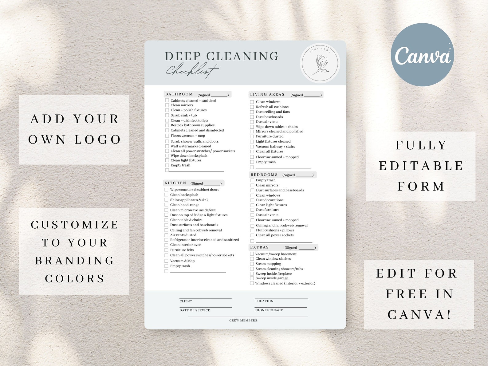 Professional Residential Deep Cleaning Checklist (Download Now) - Etsy