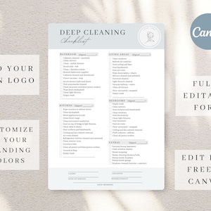 Professional Residential Deep Cleaning Checklist, Editable House Deep Cleaning Template, Deep ...