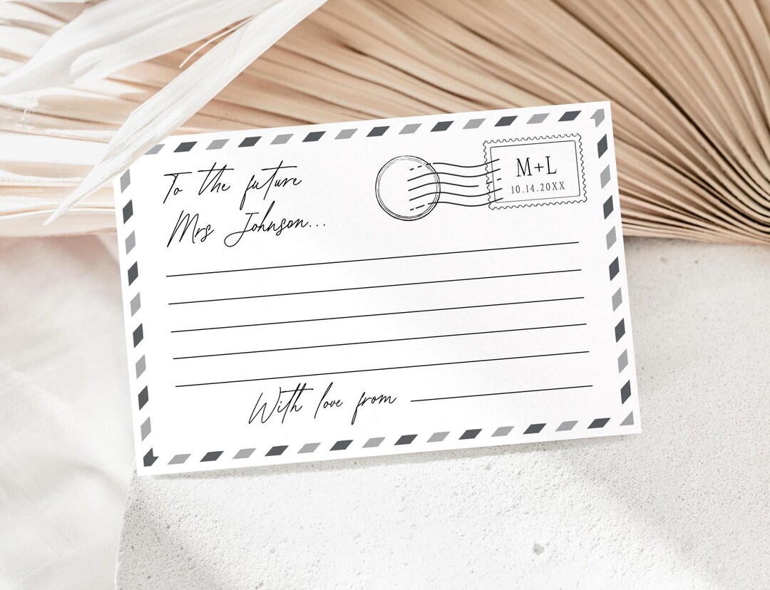 Letters to the Bride Cards Template, Editable Postcard, Printable Bride ...