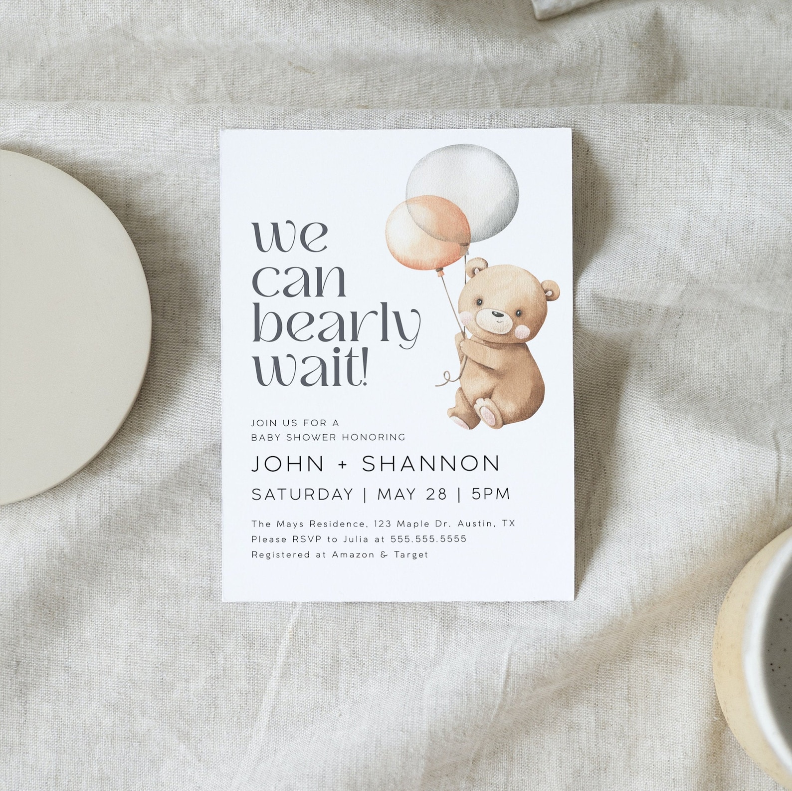 Editable We Can Bearly Wait Baby Shower Invitation Bundle - Etsy