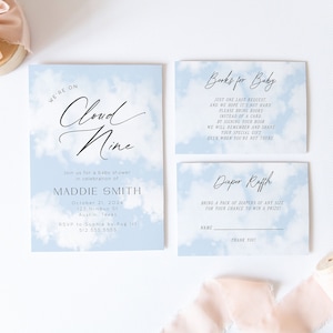 On Cloud Nine Baby Shower Invitation Template, We're on Cloud Nine ...