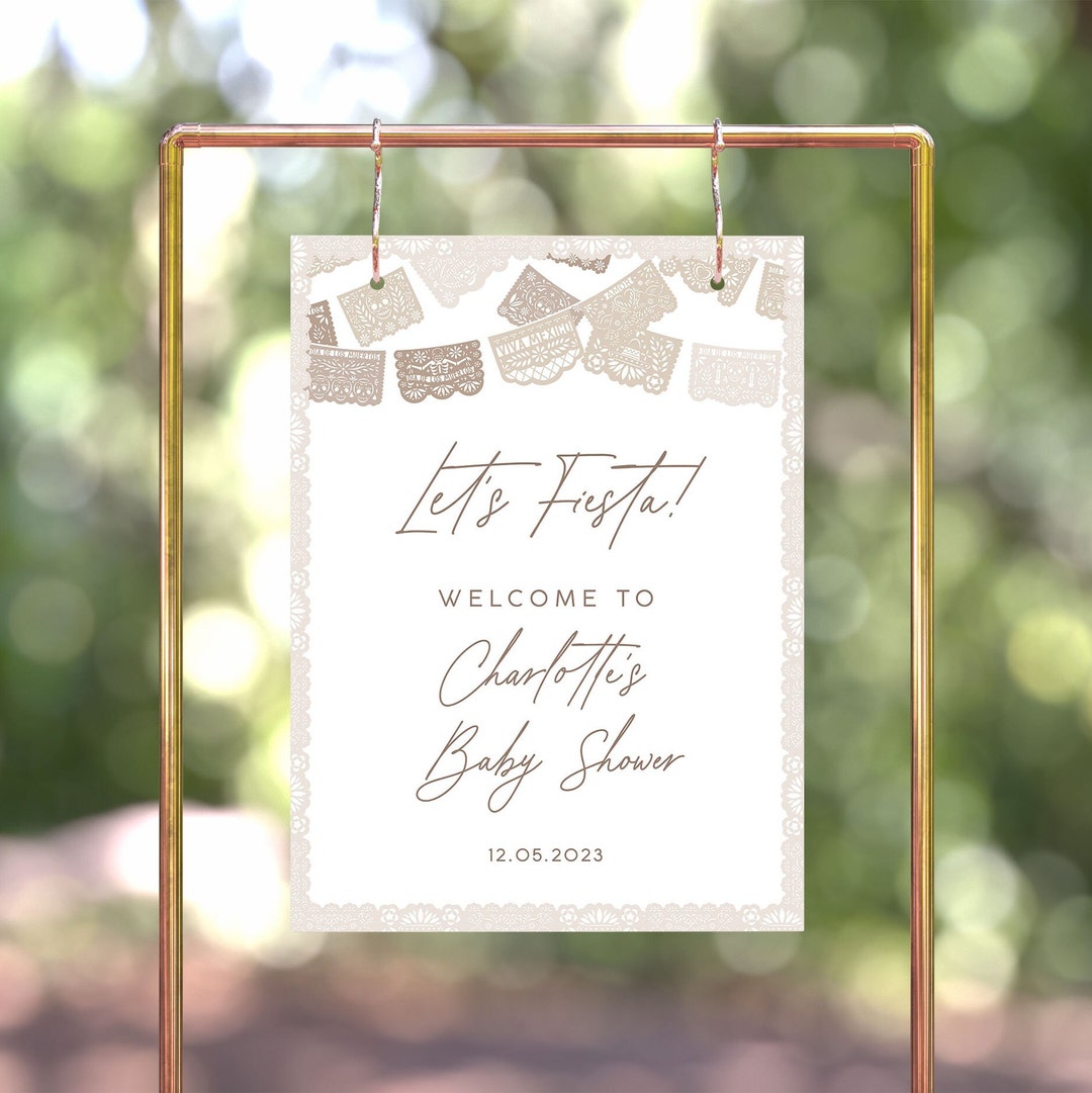 Neutral Fiesta Baby Shower Welcome Sign, Neutral Baby Shower Fiesta ...