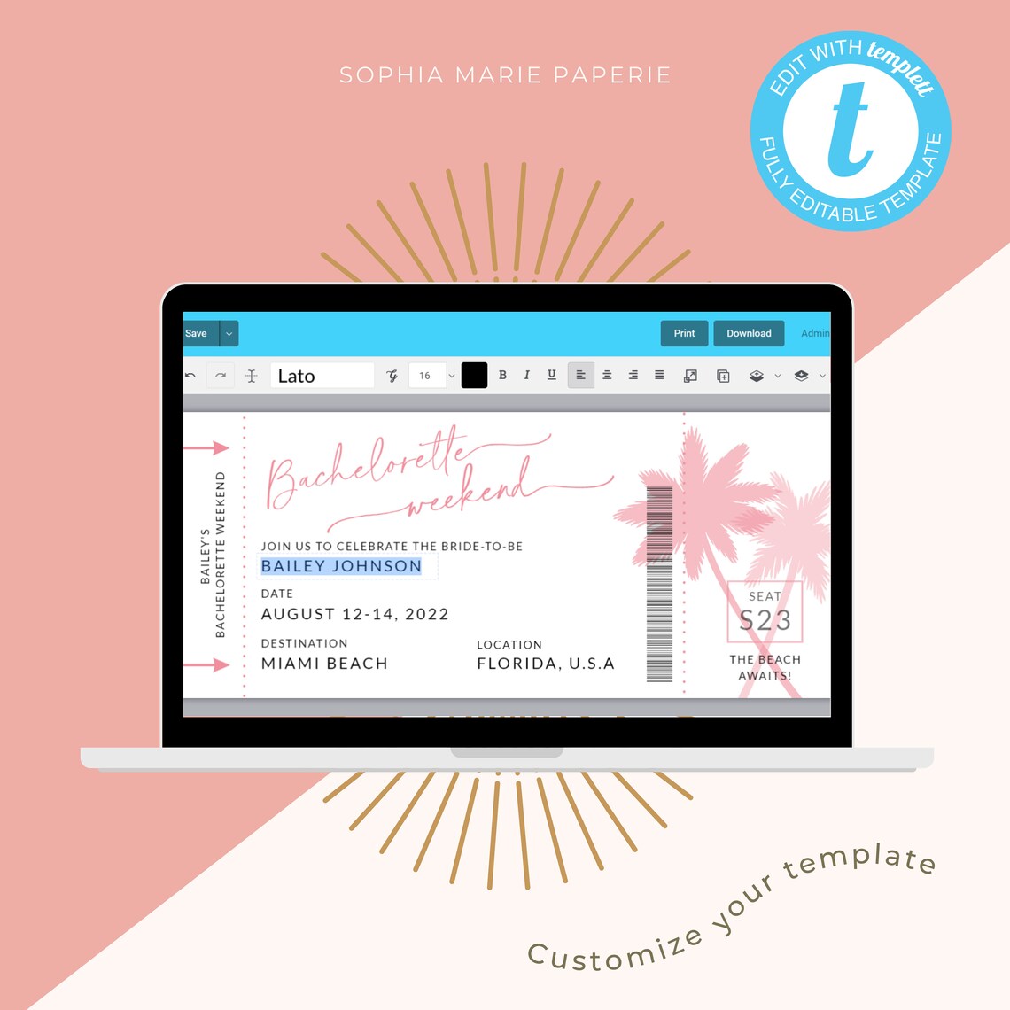Beach Bachelorette Party Boarding Pass, Bachelorette Weekend Invite ...