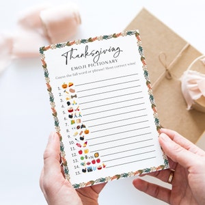 Thanksgiving Emoji Pictionary Game, Thanksgiving Printable Games, Fun ...