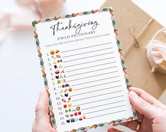 Thanksgiving Emoji Pictionary Game, Thanksgiving Printable Games, Fun ...