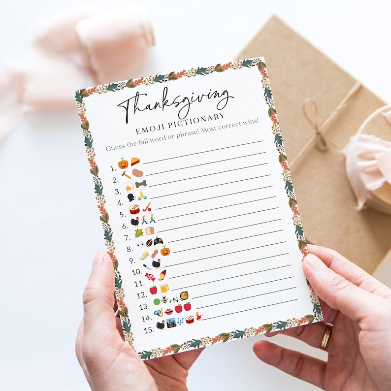 Thanksgiving Emoji Pictionary Game Thanksgiving Printable - Etsy