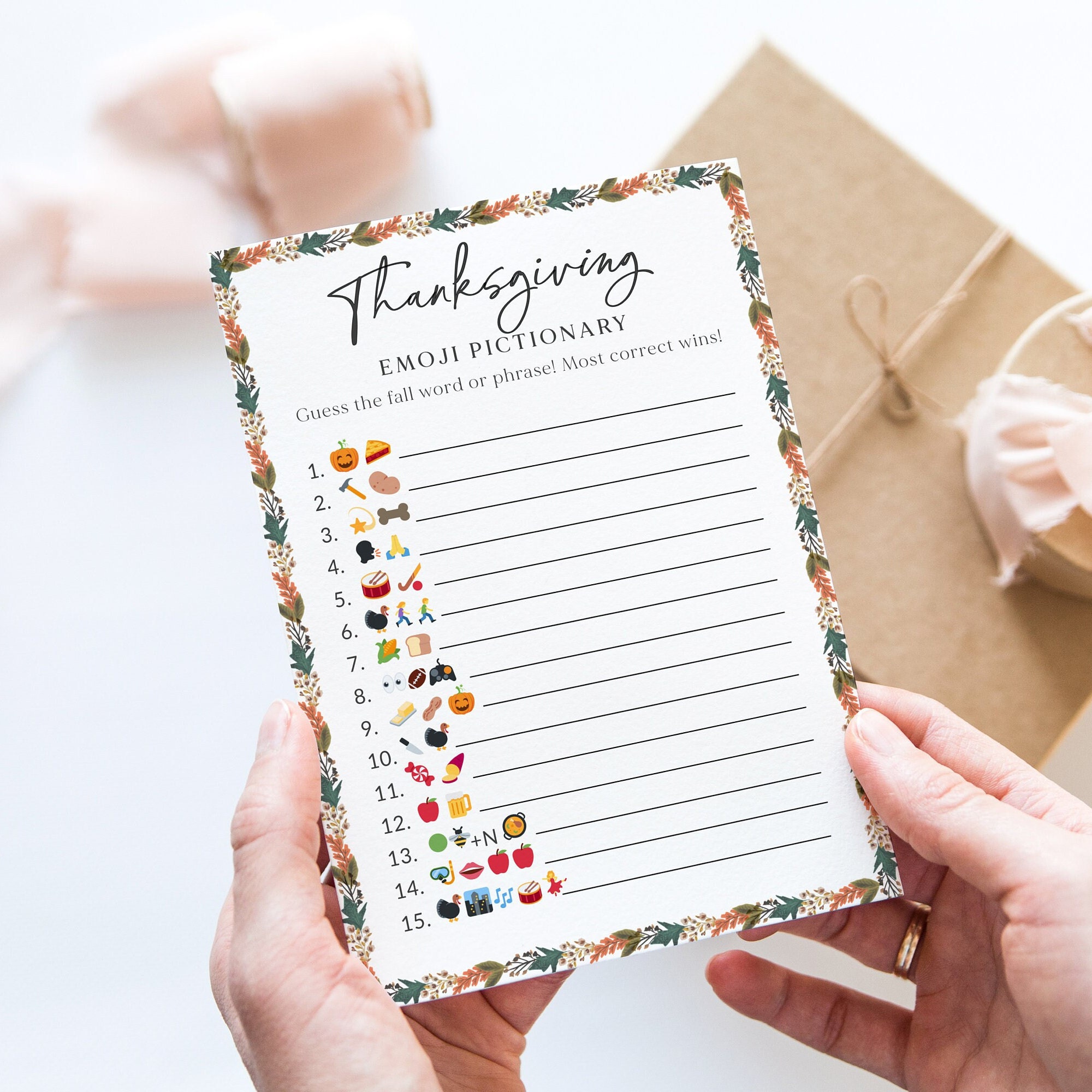 Thanksgiving Emoji Pictionary Game Thanksgiving Printable - Etsy