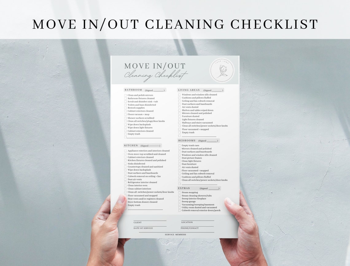 Professional Move In/out Cleaning Checklist Editable House - Etsy