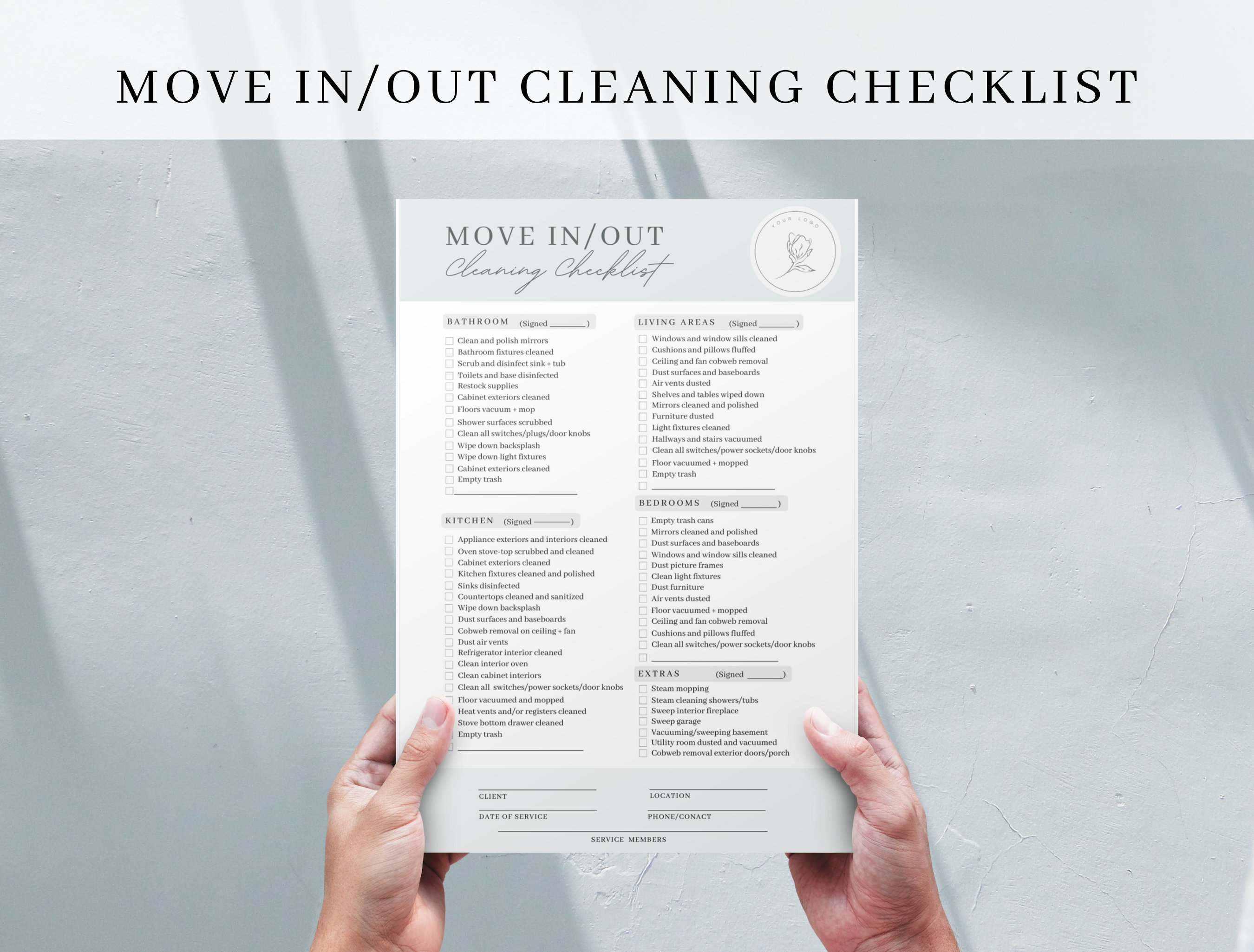 Professional Move In/out Cleaning Checklist Editable House - Etsy