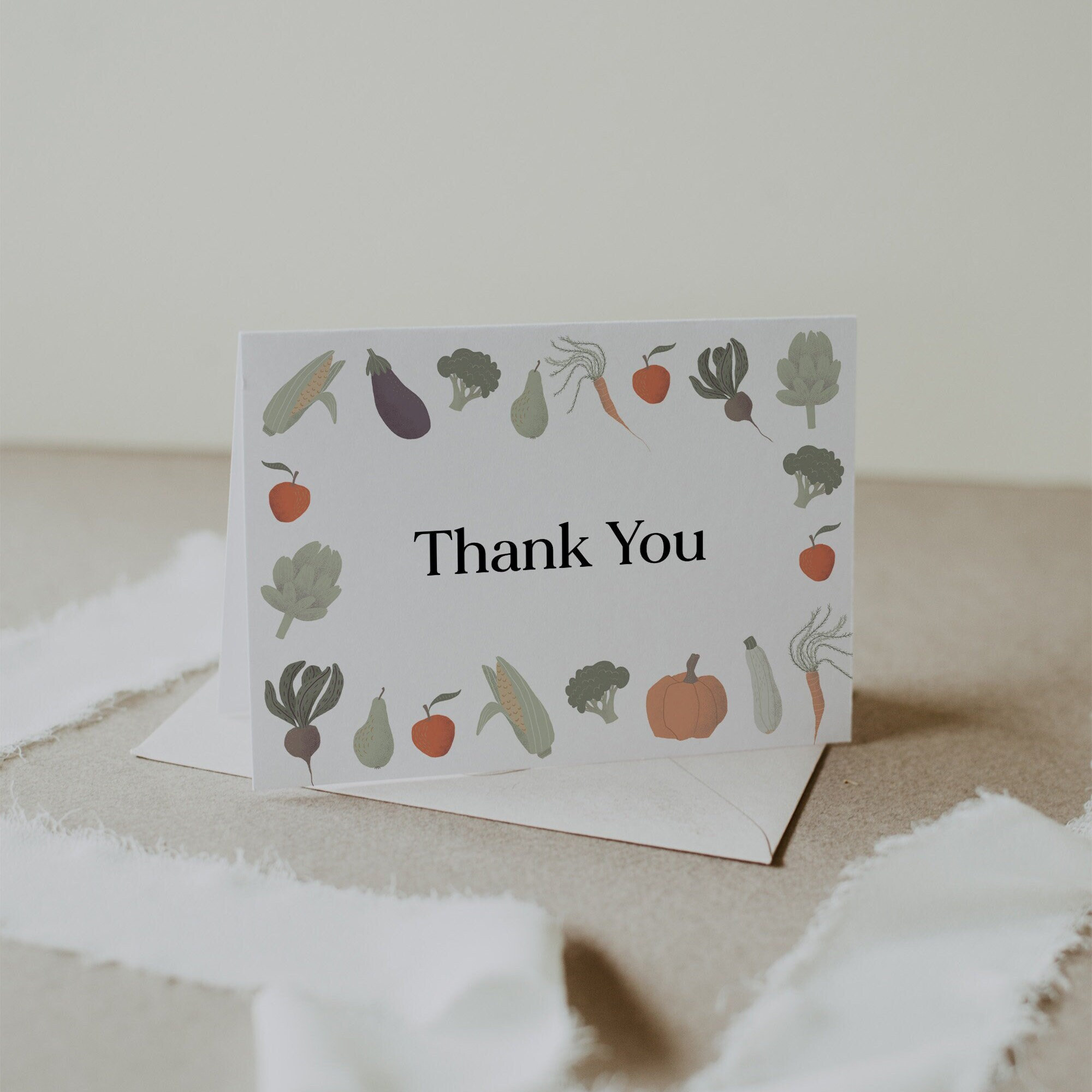 Farmer's Market THANK YOU Card Template Vegetable Thank - Etsy