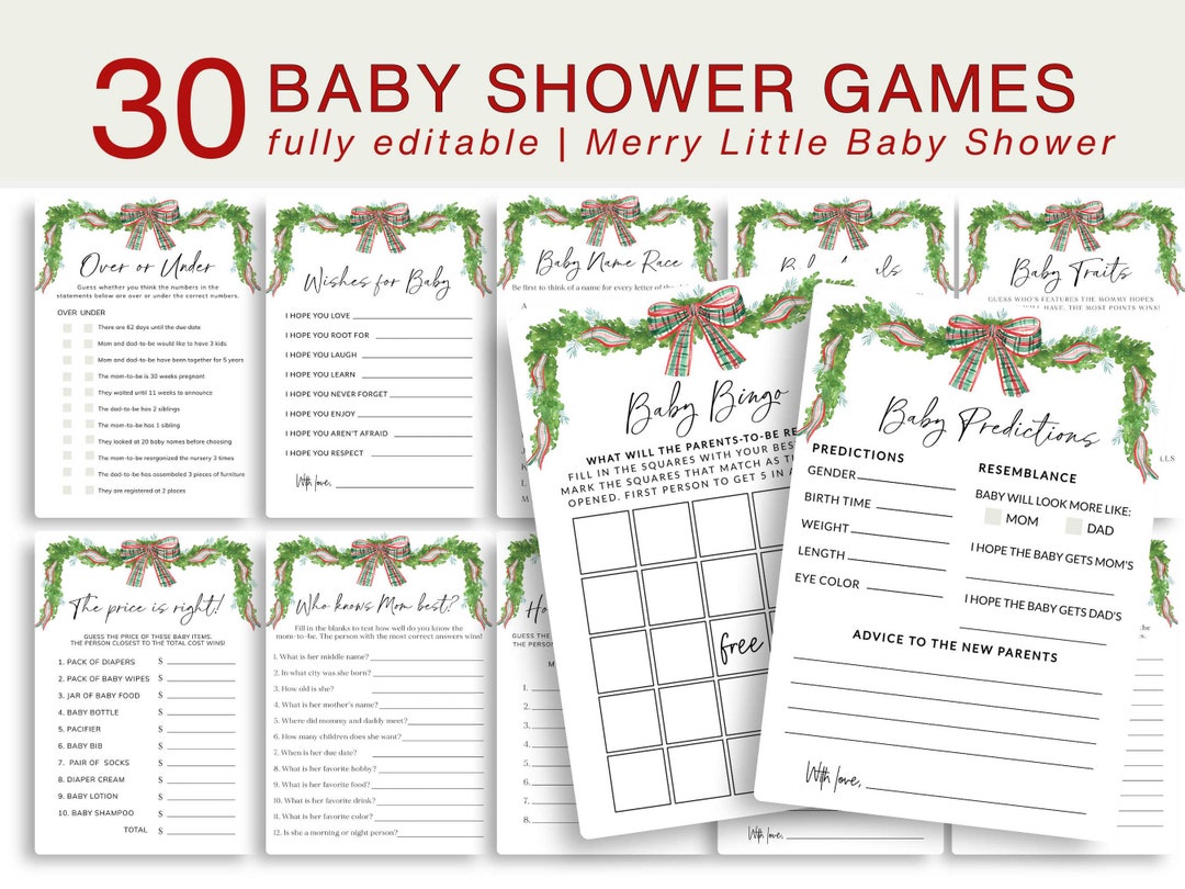 A Merry Little Baby Shower Game Bundle, Christmas Baby Shower Games ...