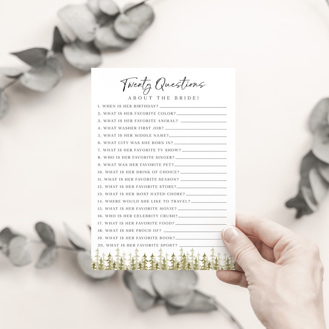 Camp Bachelorette Twenty Questions Game, Pine Bachelorette Games ...