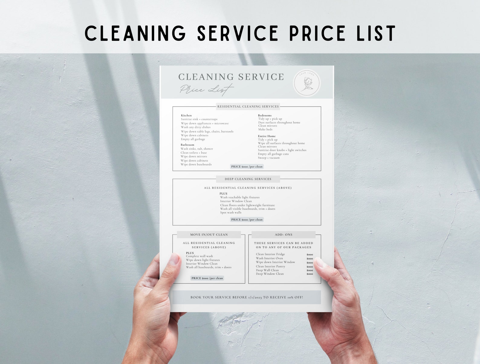 Professional Cleaning Service Pricing List Editable Pricing - Etsy Professional Cleaning Service Pricing List Editable Pricing - Etsy