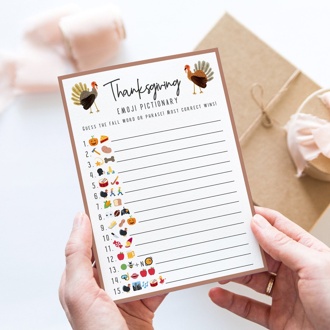 Thanksgiving Emoji Pictionary Game Thanksgiving Printable - Etsy