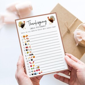 Thanksgiving Emoji Pictionary Game, Thanksgiving Printable Games, Fun ...