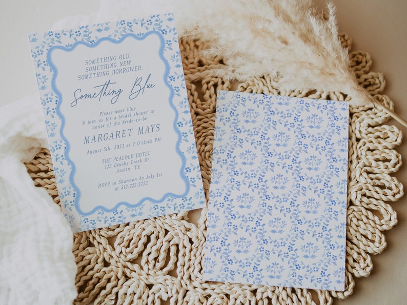 Something Blue Bridal Shower Invitation Template Something - Etsy