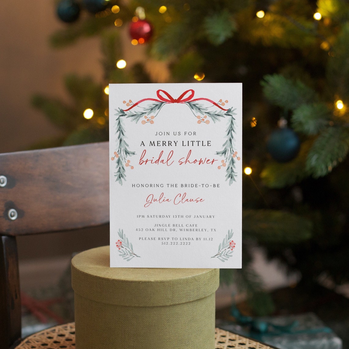 Merry Little Bridal Shower Invitation Winter Holiday Bridal - Etsy