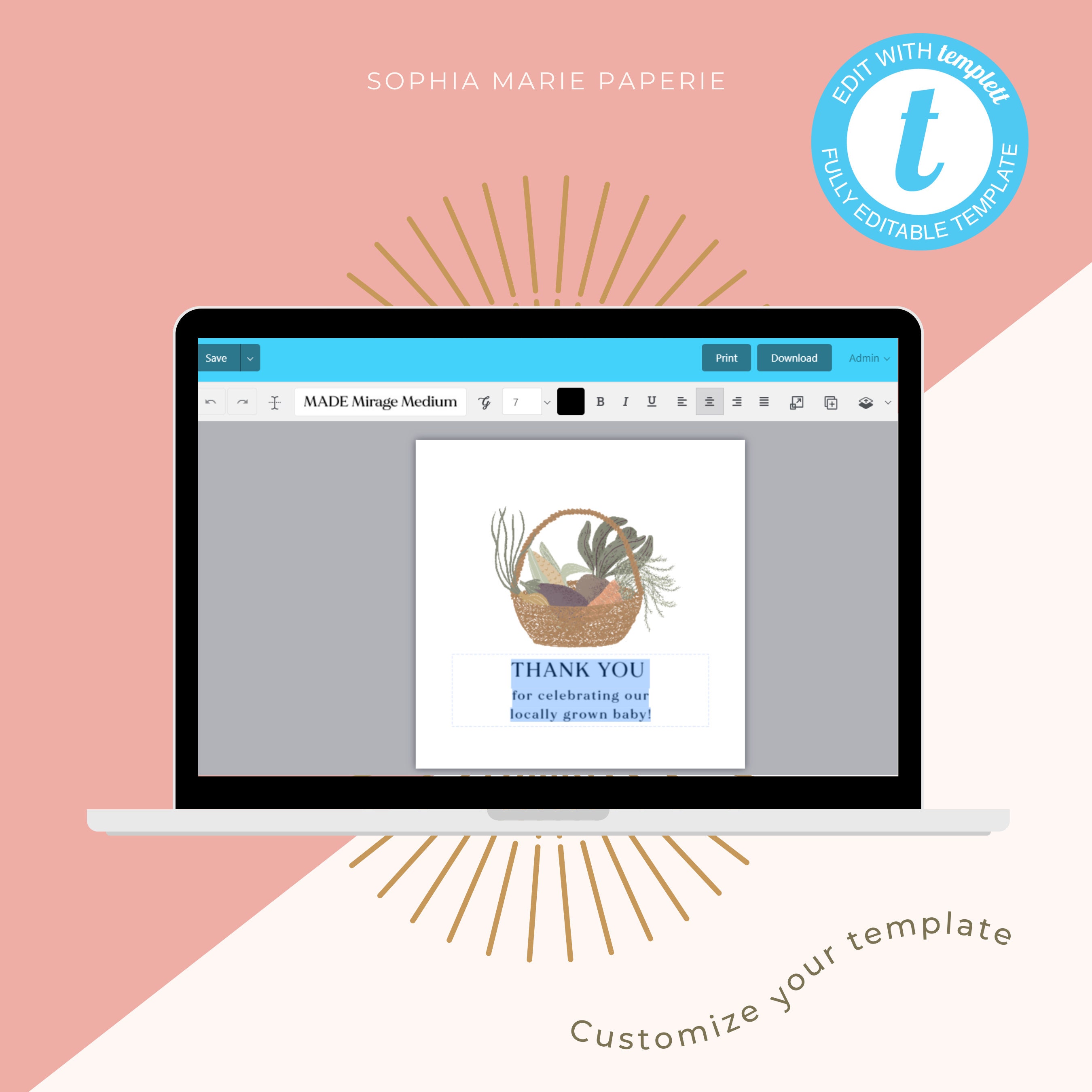 Farmer's Market Round Sticker Template, Printable Vegetable Thank You ...