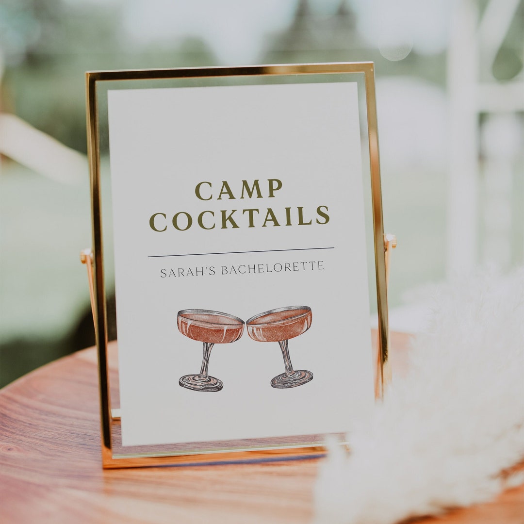 Camp Bachelorette Cocktail Bar Sign Template, Camp Bachelorette Sign ...