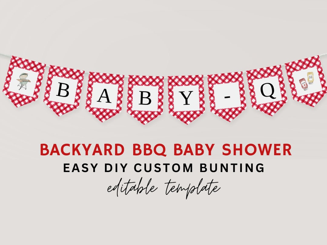 BBQ Baby Shower Banner Template, Backyard BBQ Baby Shower Decorations ...