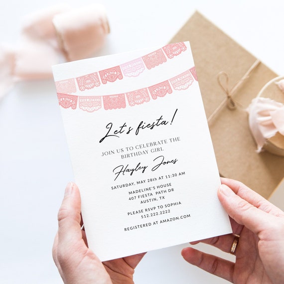 Pink Fiesta Birthday Party Invitation Taco Bout A Birthday - Etsy