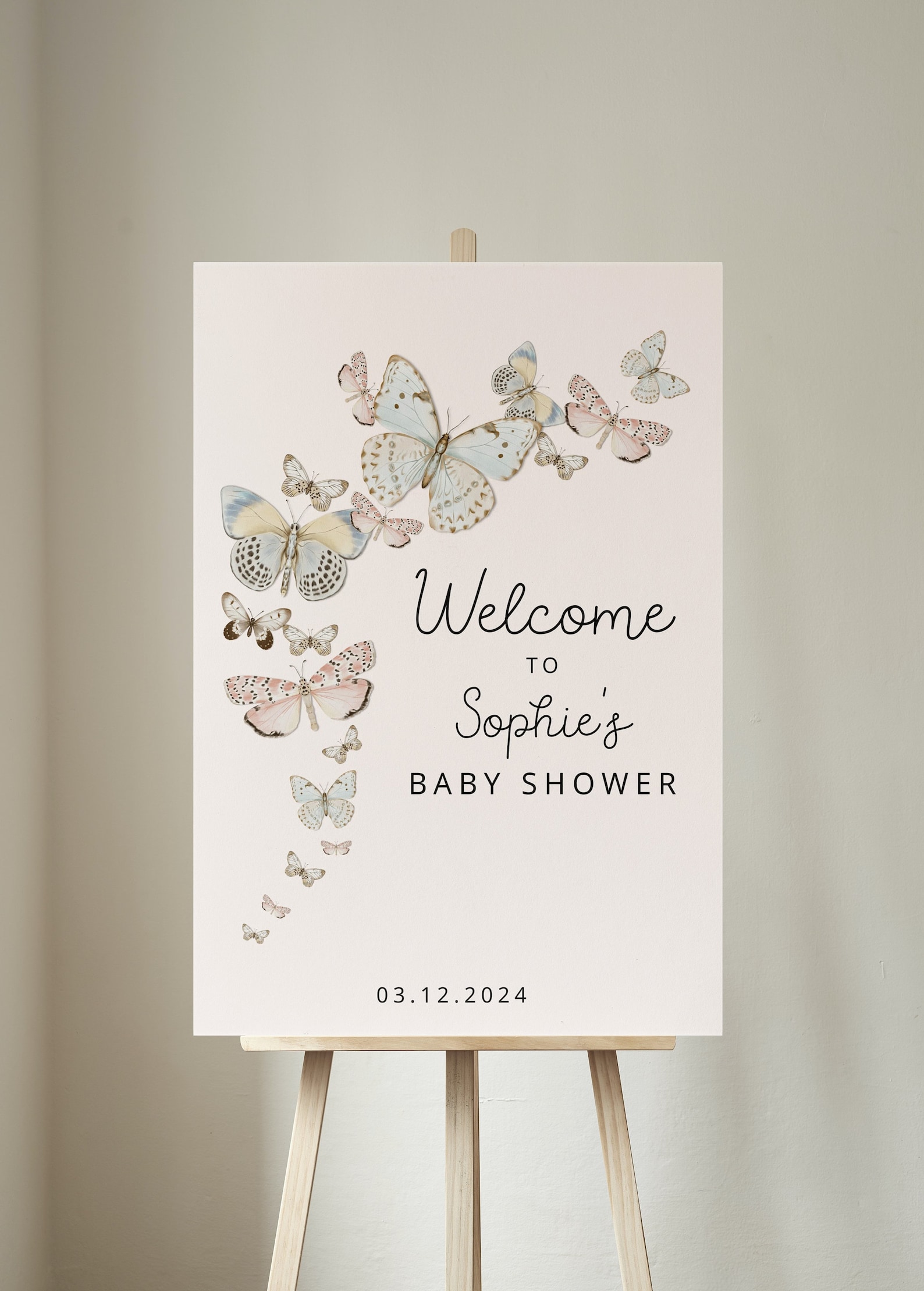 Butterfly Welcome Sign Template, Custom Baby Shower Sign, Butterflies ...
