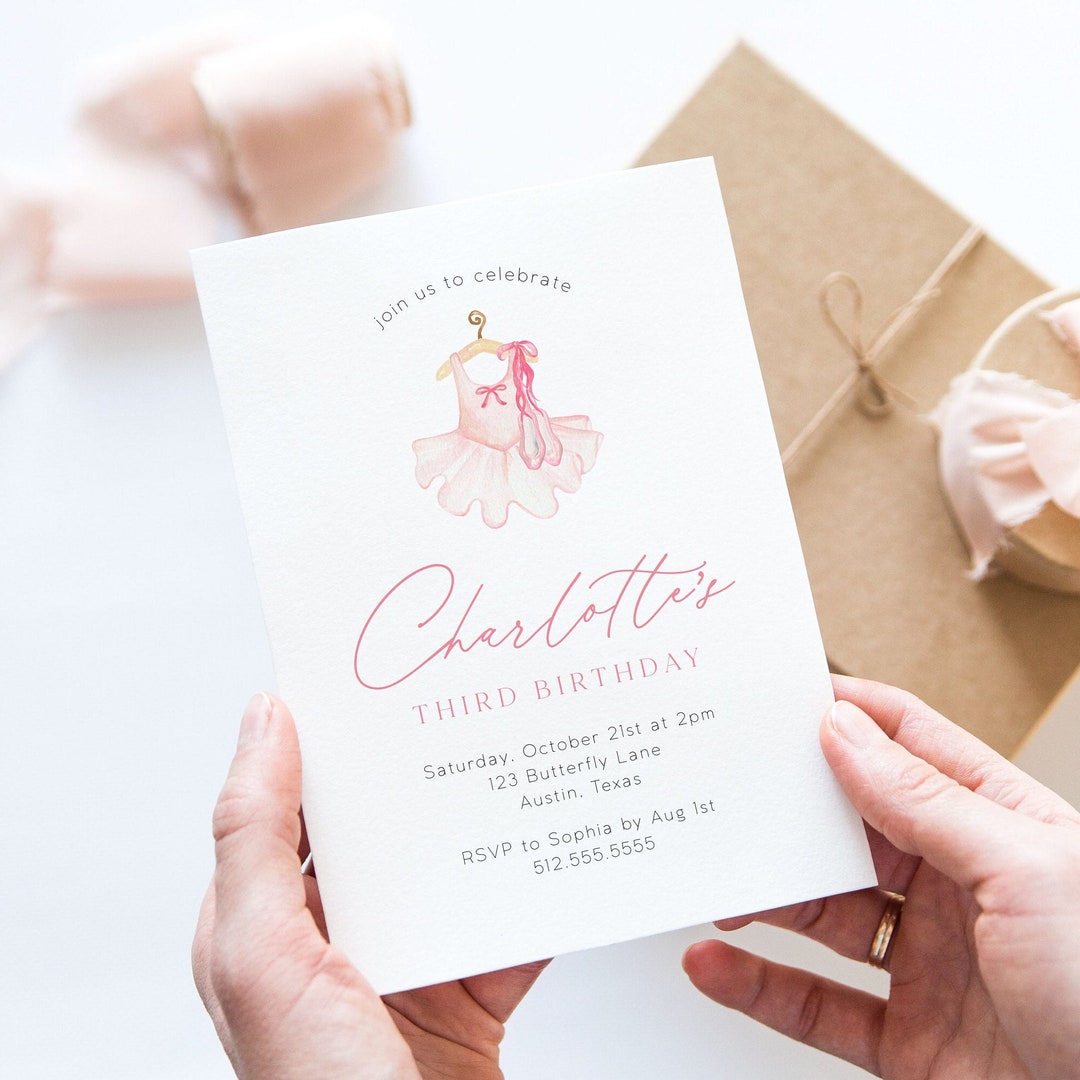 Editable Ballerina Birthday Invitation Template, Ballet Dancer Birthday ...