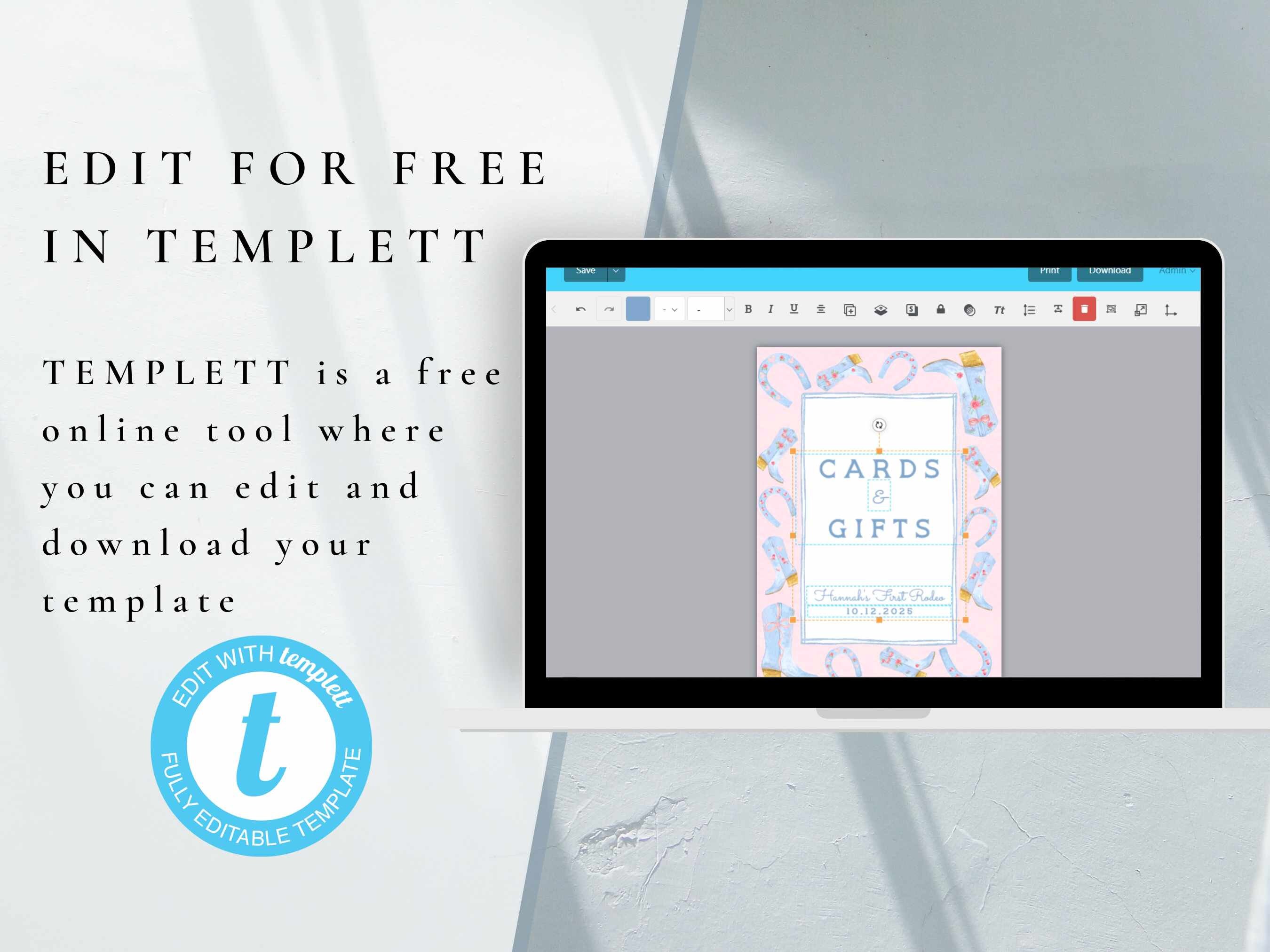 First Rodeo Birthday Cards and Gifts Template, Little Cowgirl Birthday ...