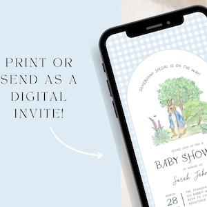 Peter Rabbit Baby Shower Invitation Template, Bunny Baby Shower, Easter ...