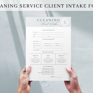 Professional Residential Cleaning Service Client Intake Form, Editable ...