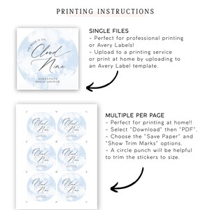 Cloud Nine Baby Shower Round Sticker Template, Cloud Nine Baby Shower ...