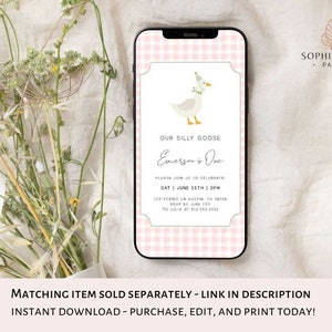 Silly Goose Birthday THANK YOU Card Template, Goose 1st Birthday Thank ...