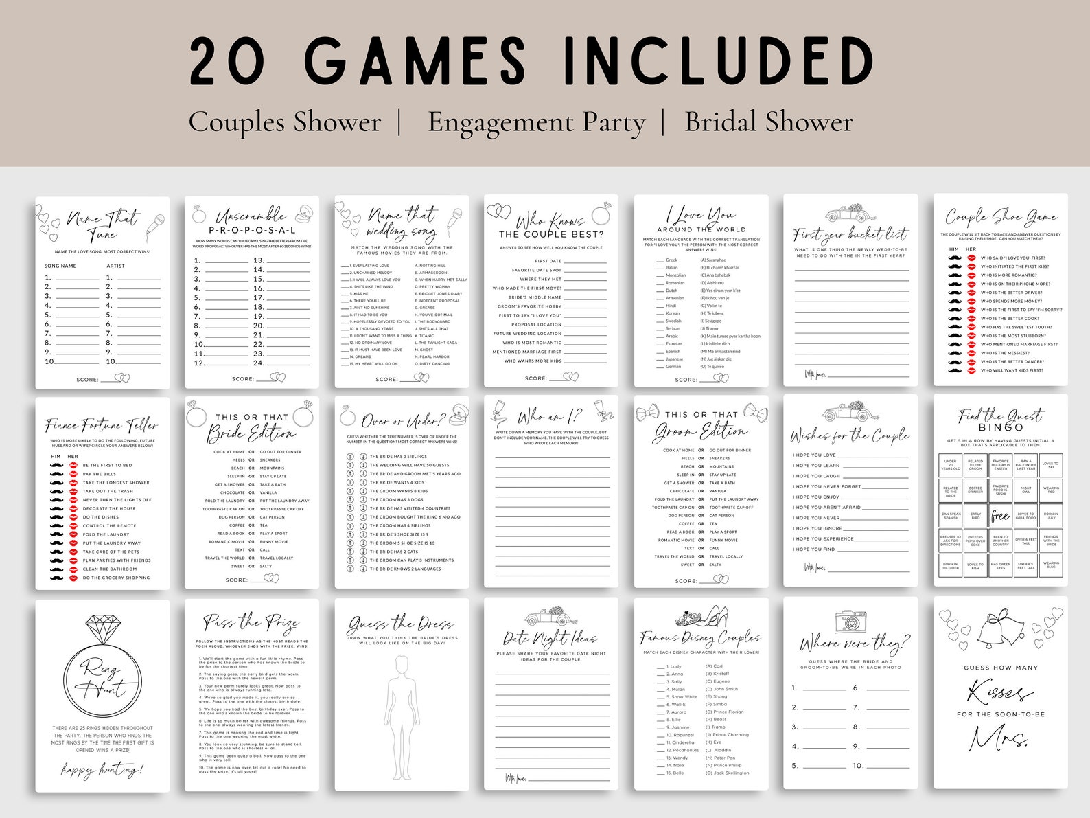 Engagement Party Games Bundle Engagement Party Games - Etsy