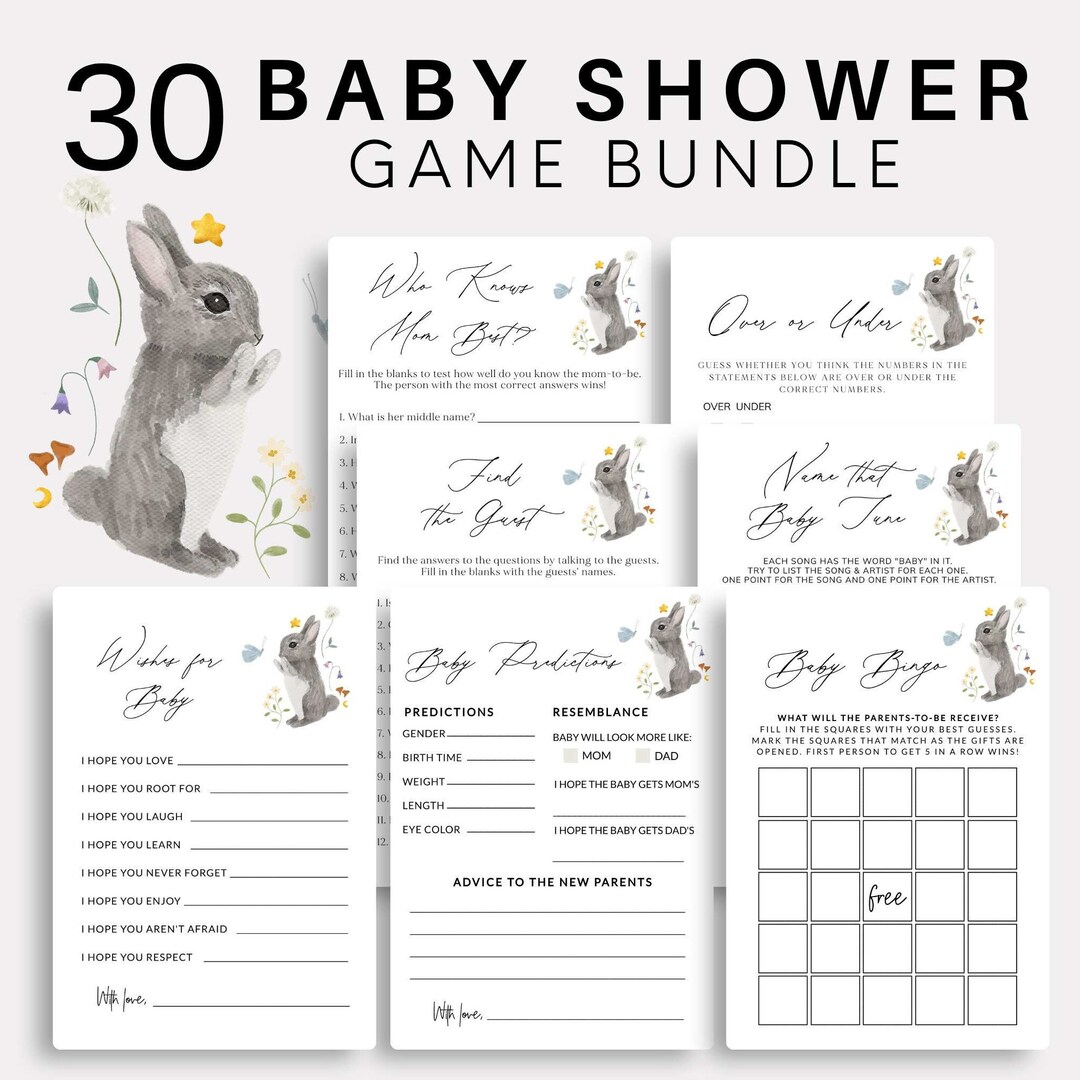 Bunny Baby Shower Games Bundle, Somebunny Special is on the Way ...