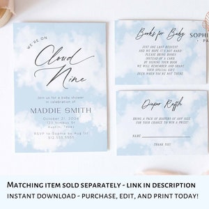 Cloud Nine Baby Shower Round Sticker Template, Cloud Nine Baby Shower ...