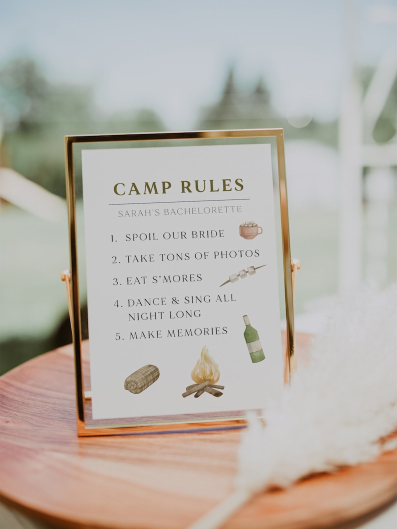 Camp Bachelorette Camp Rules Template, Camp Bachelorette Activity ...