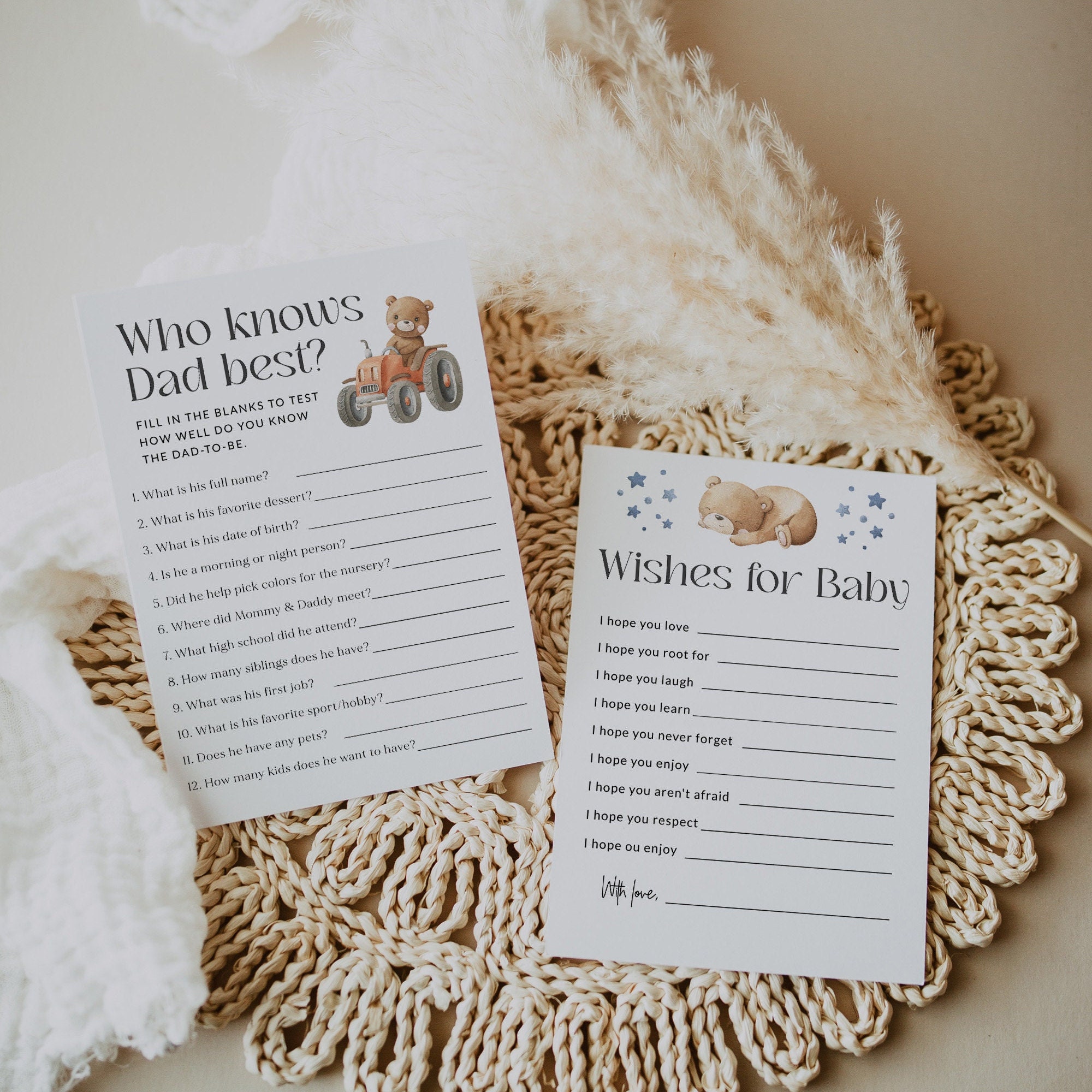 Editable Teddy Bear Baby Shower Games Bundle, We Can Bearly Wait Baby ...