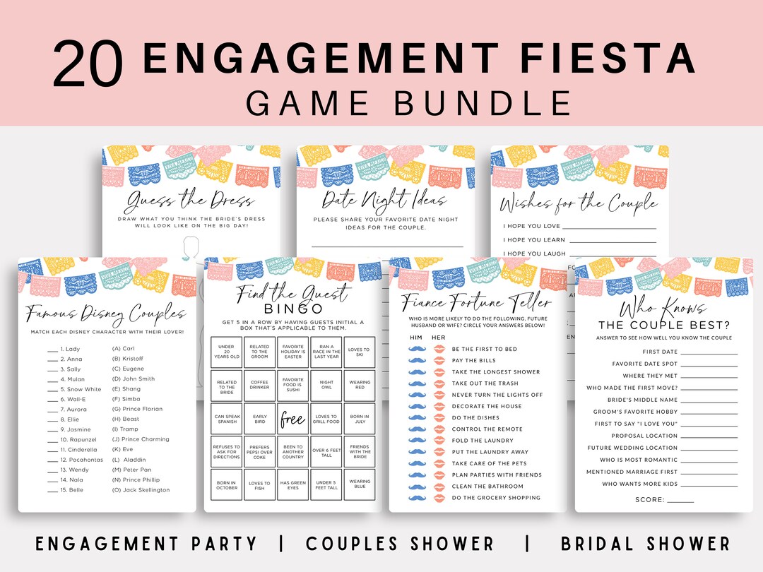 Engagement Fiesta Games, Fiesta Engagement Party Games, Printable ...