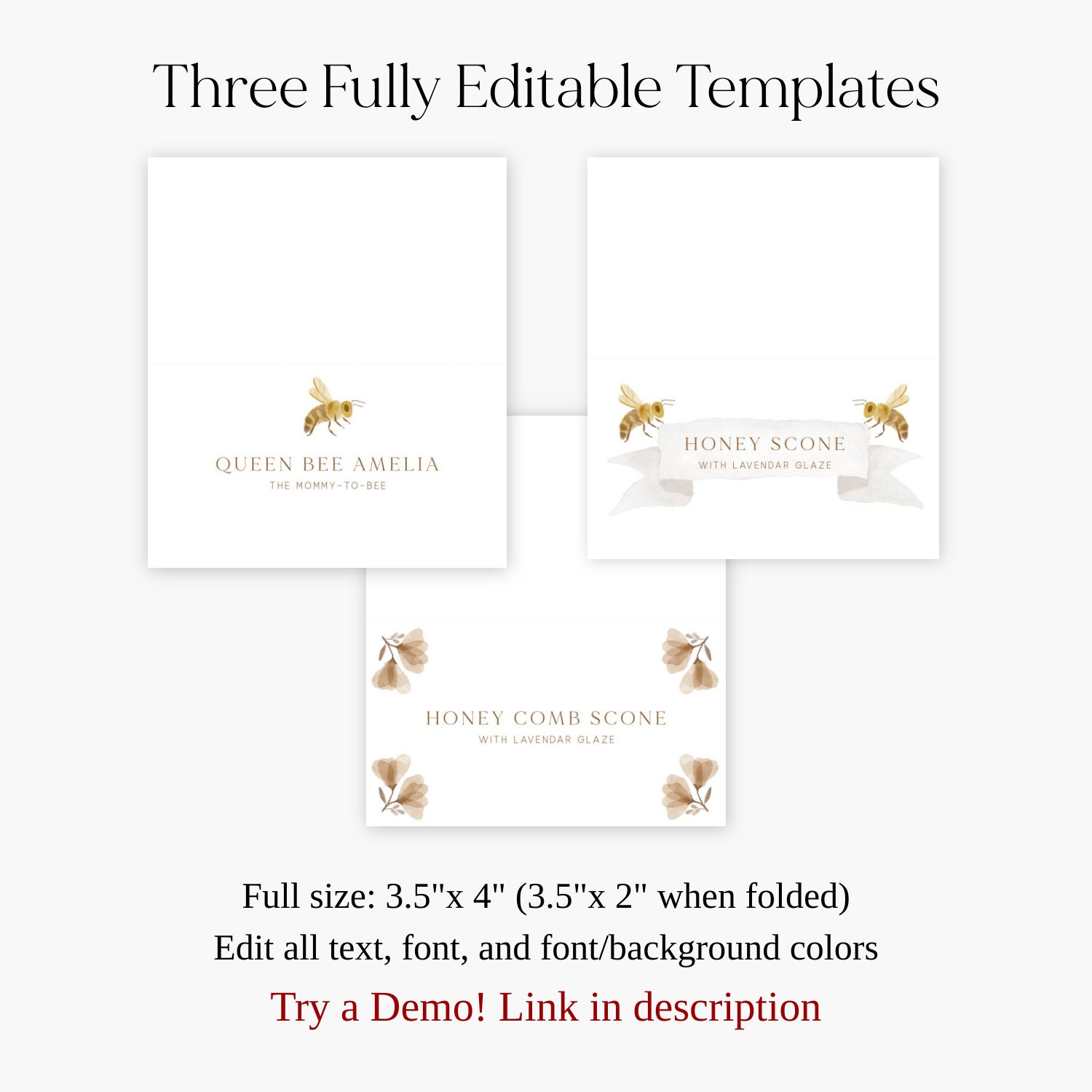 Bee Buffet Card Template Bundle Printable Buffet Label Mommy - Etsy